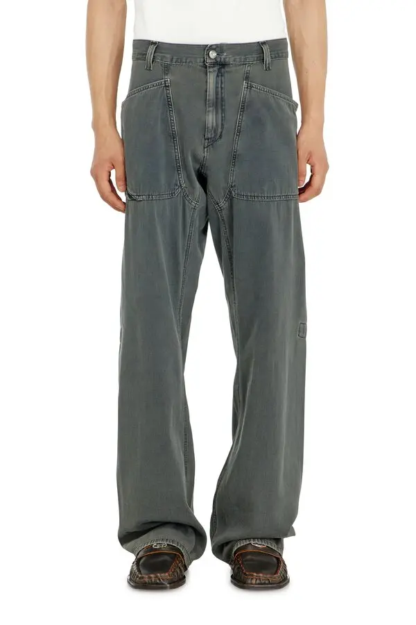 DIESEL® D-zeta Relaxed Fit Jeans With Maxi Utility Pockets - Grey