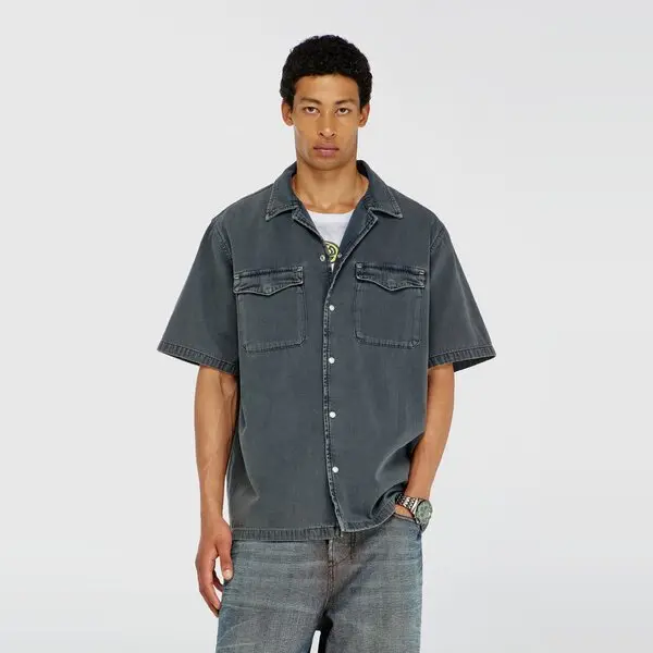 DIESEL® Bowling Shirt In Coloured Denim - Grey
