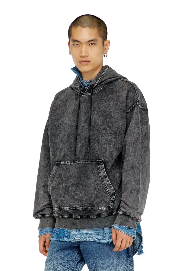 DIESEL® Treated Denim-effect Hoodie - Grey