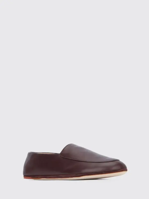 Loro Piana Smooth Lambskin Flat Loafers With Metallic Logo - Brown
