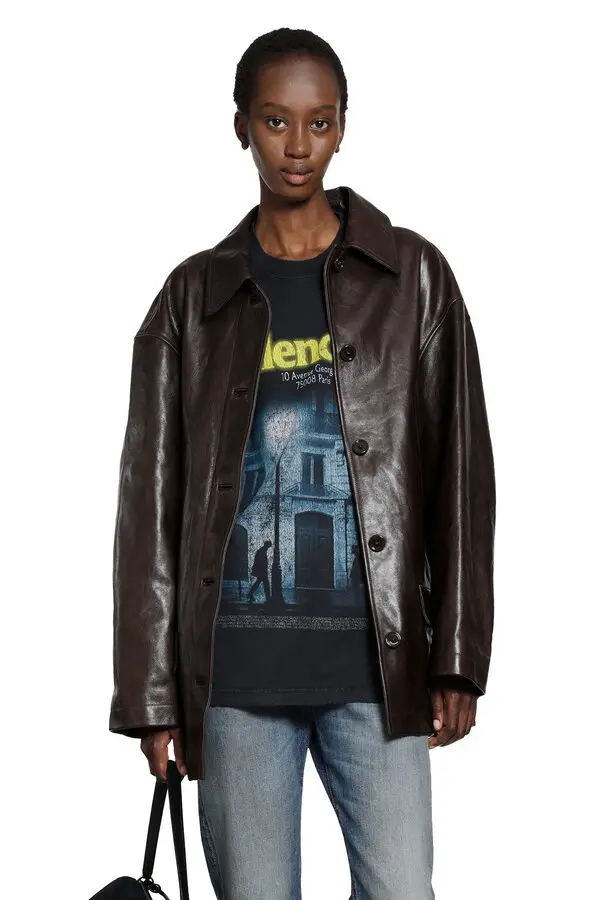 Balenciaga Oversized Leather Carcoat