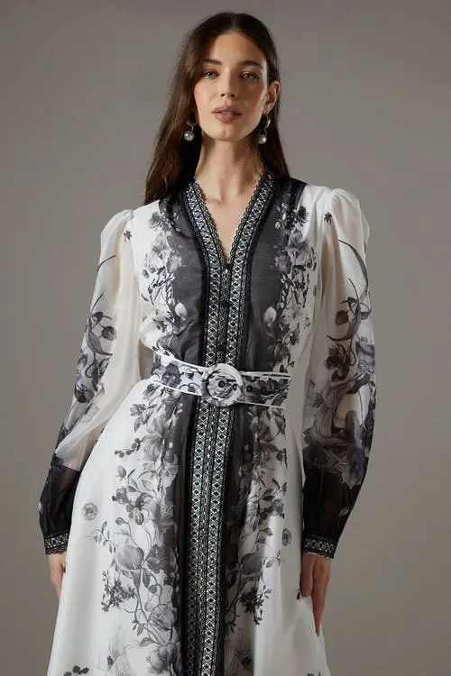 Coast Printed Organza Shirt Dress