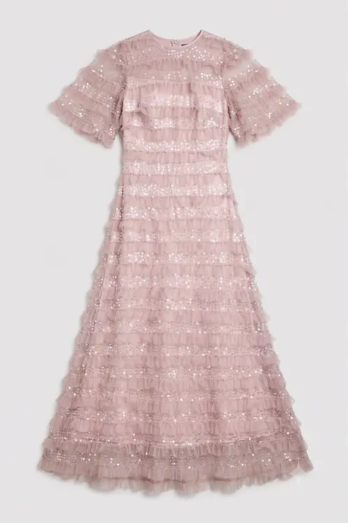 OASIS Sequin Ruffle Detail Maxi Dress