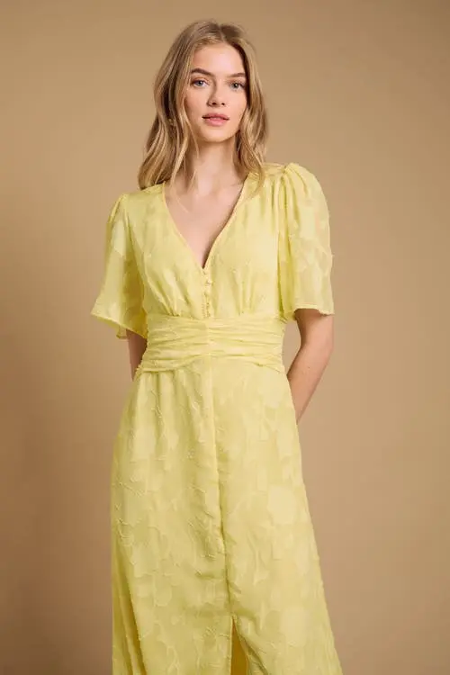 OASIS Button Jacquard Midi Dress