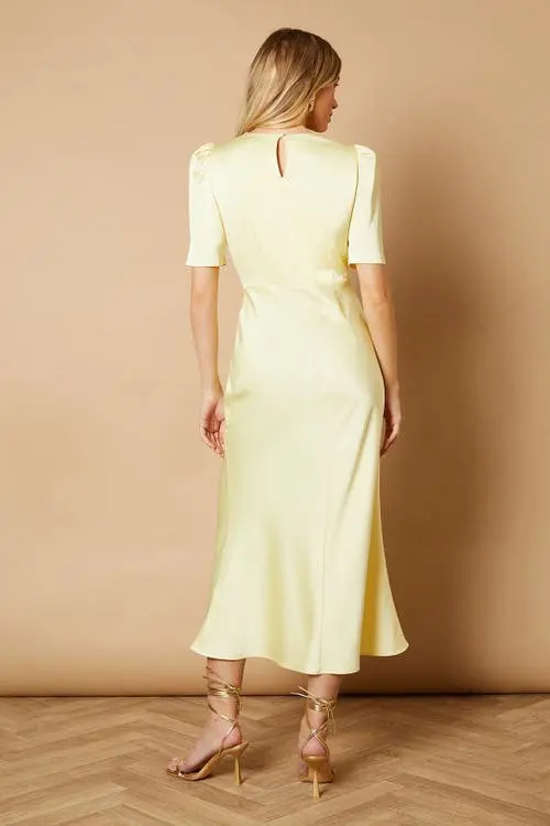 OASIS Satin V-neck Midi Dress