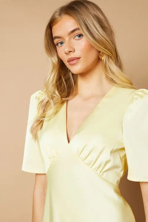 OASIS Satin V-neck Midi Dress