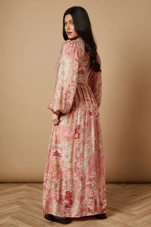 OASIS Long Sleeve Side Cutout Maxi Dress