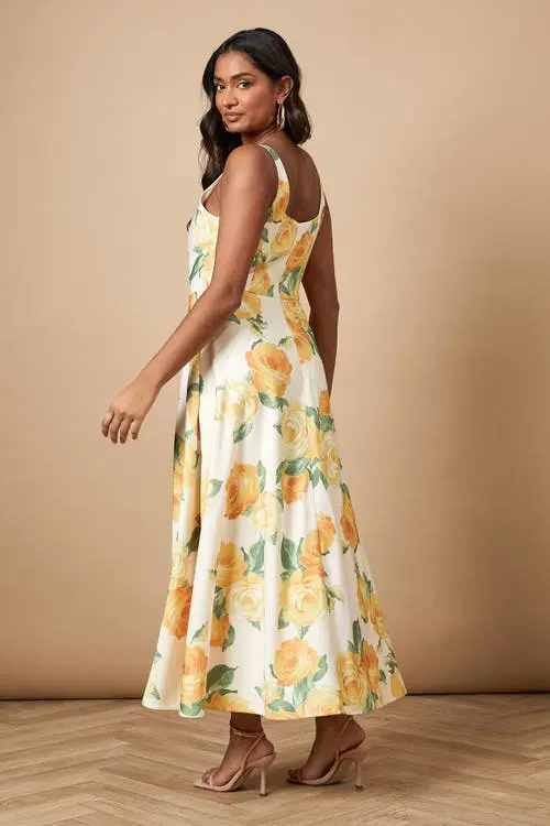 OASIS Floral Square Neck Maxi Dress