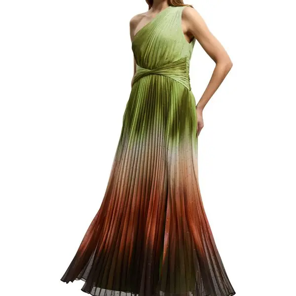 Karen Millen Ombre One-shoulder Pleated Maxi Dress - Multi