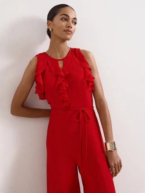 PHASE EIGHT Front Wide Leg Jumpsuit Cinched Waist