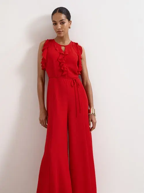 PHASE EIGHT Draped Wide-leg Jumpsuit With Ruffle Front