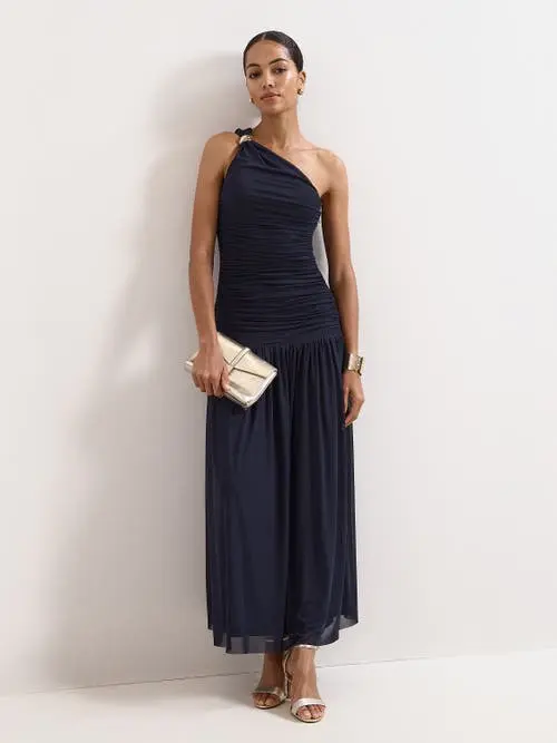 PHASE EIGHT Melina Ruched Midi Dress - Navy