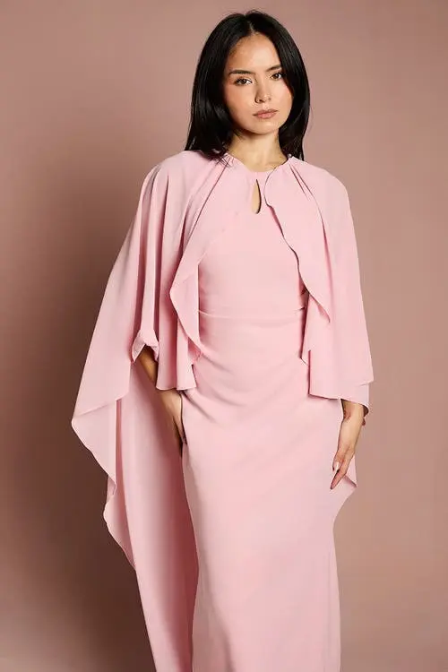 Coast Petite Round Neck Cape Maxi Dress