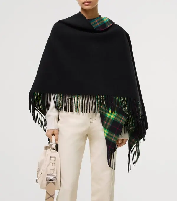 Burberry Wool Fringe Blanket Cape