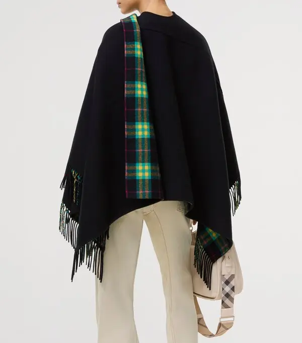 Burberry Wool Fringe Blanket Cape