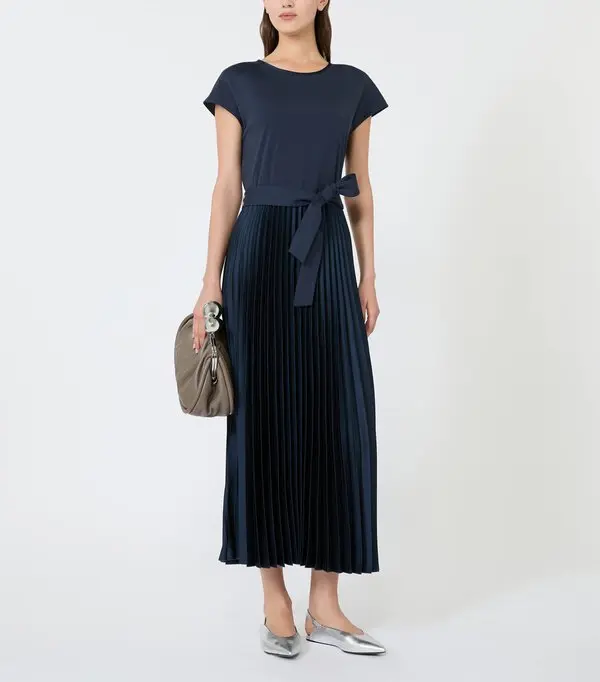 Max Mara Short-sleeve Pleated Midi Dress
