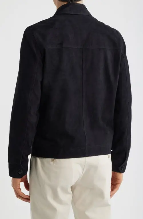 REISS Wilstead Suede Shirt Jacket - Navy