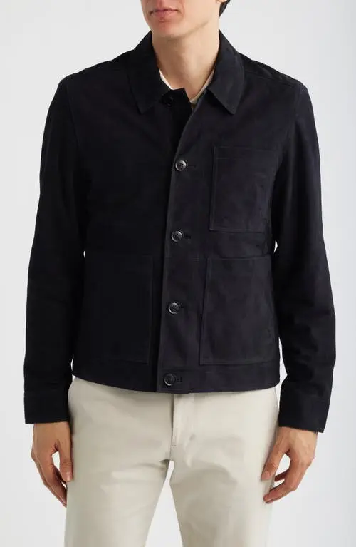 REISS Wilstead Suede Shirt Jacket - Navy
