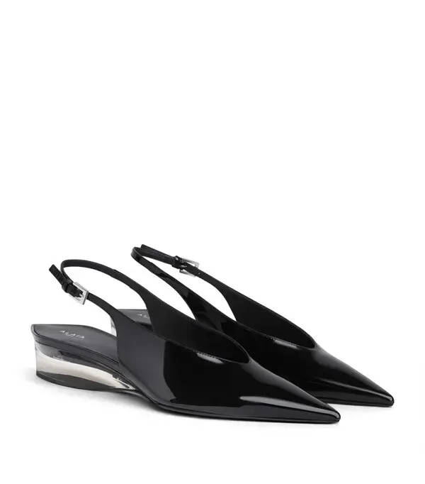 Alaïa Patent Leather Invisible Wedge Slingback Pumps 30