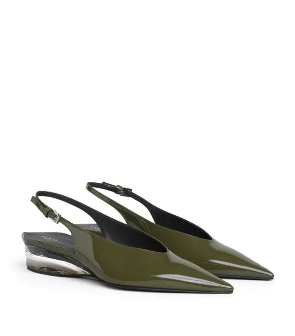 Alaïa Patent Leather Invisible Wedge Slingback Pumps 30