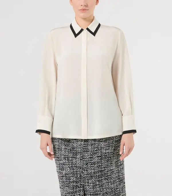 Marina Rinaldi Silk Contrast-trim Shirt