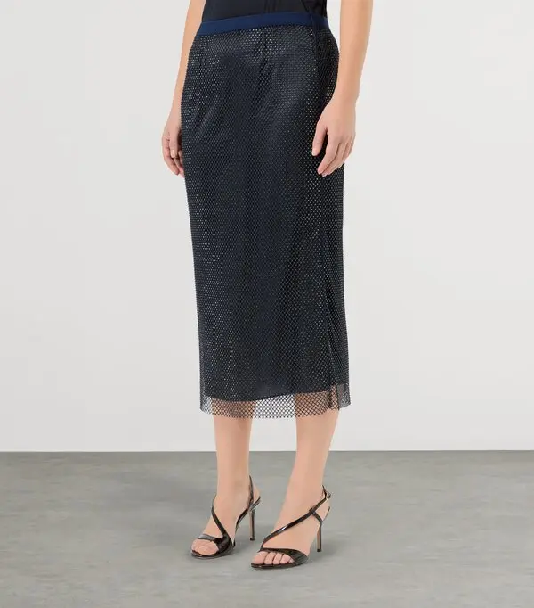Marina Rinaldi Crystal-embellished Net Skirt