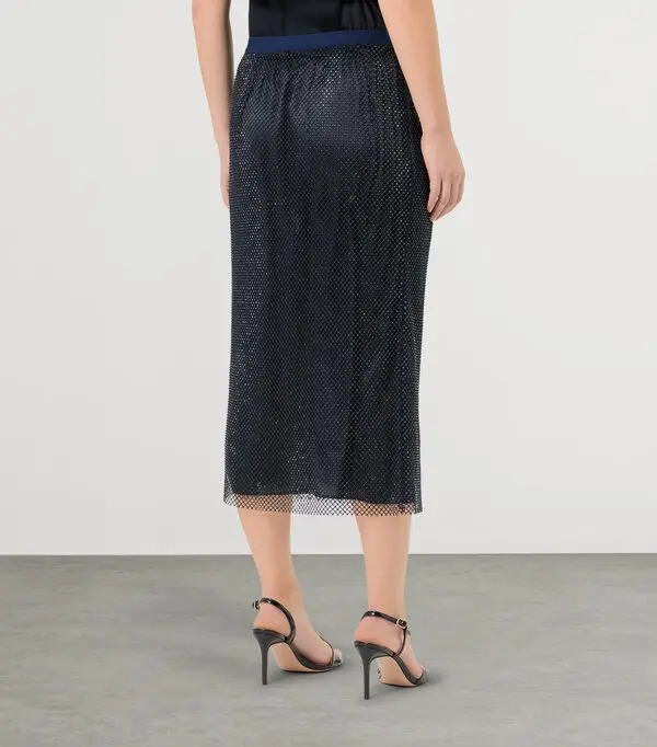 Marina Rinaldi Crystal-embellished Net Skirt