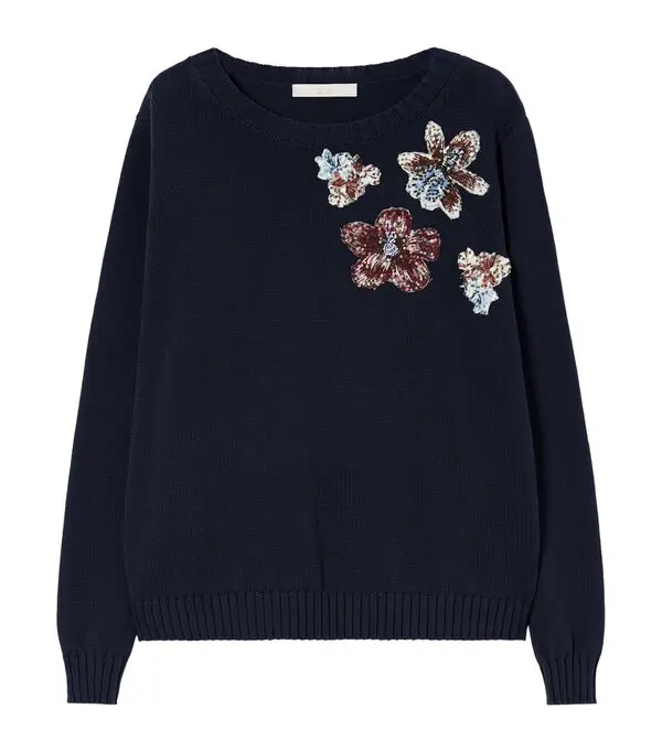 Marina Rinaldi Cotton Sequin Embellished Sweater