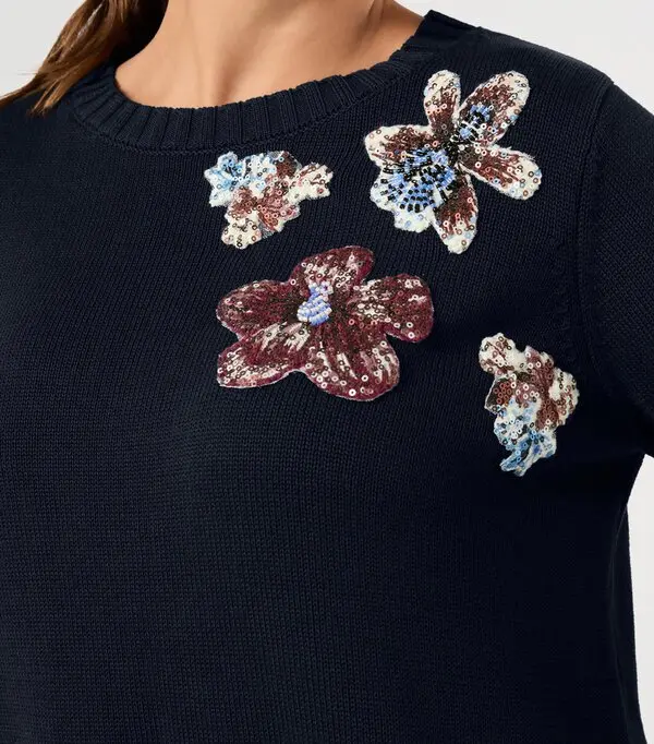 Marina Rinaldi Cotton Sequin Embellished Sweater
