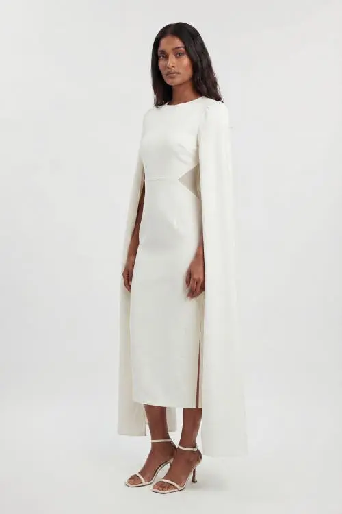 Karen Millen Cape Effect Mesh Midi Dress