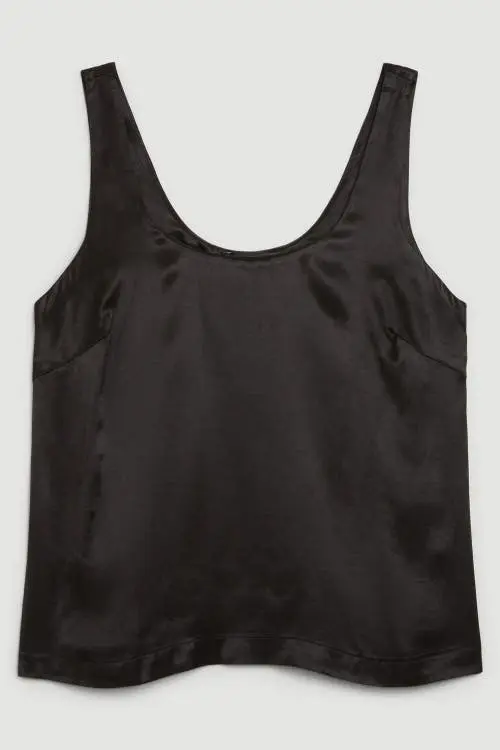 Karen Millen Satin Cami Top - Black