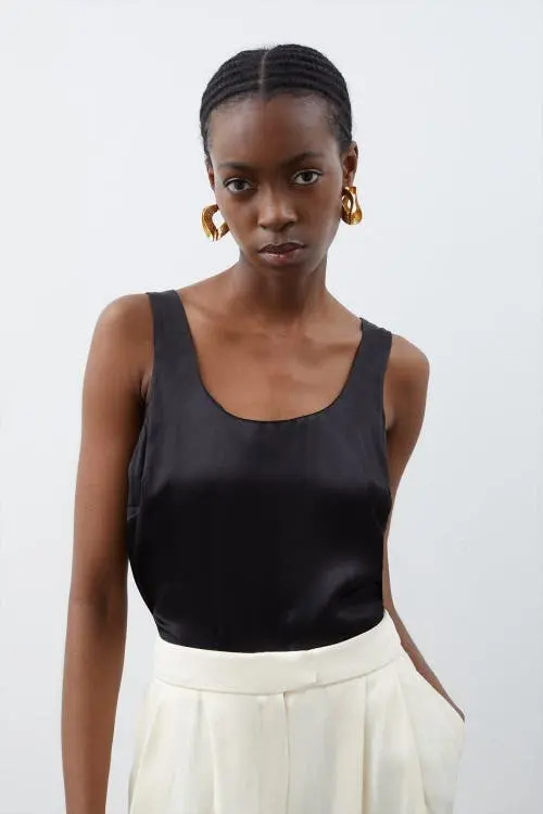 Karen Millen Satin Cami Top - Black
