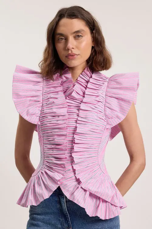 Karen Millen High Neck Ruffle Sleeve Top