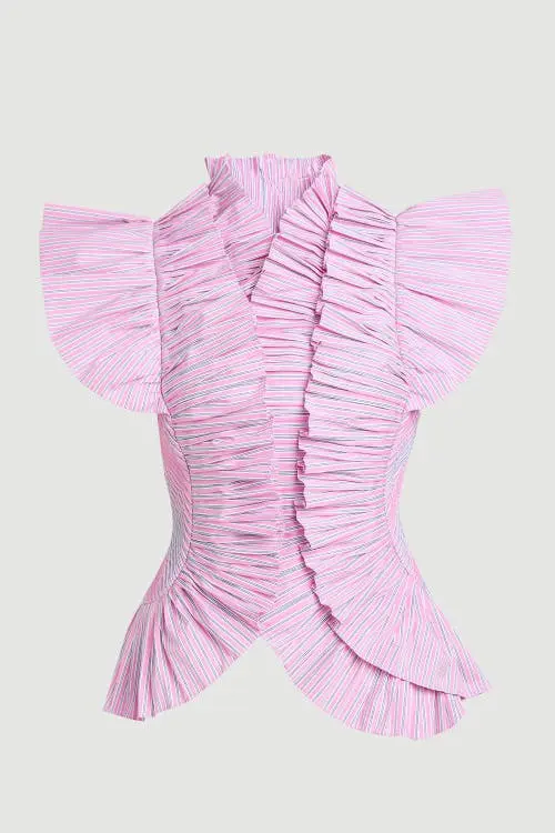 Karen Millen High Neck Ruffle Sleeve Top