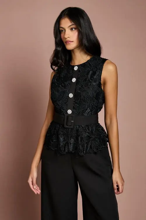Coast Petite Lace Bodice Wide Leg Jumpsuit