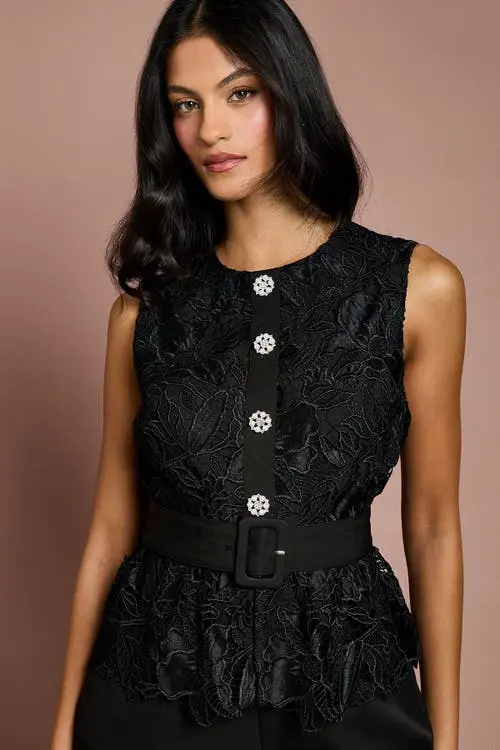 Coast Petite Lace Bodice Wide Leg Jumpsuit