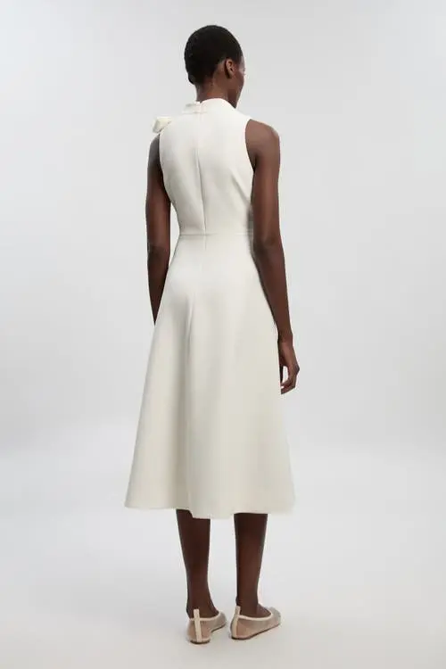 Karen Millen Bow Neck Midi Dress - Ivory