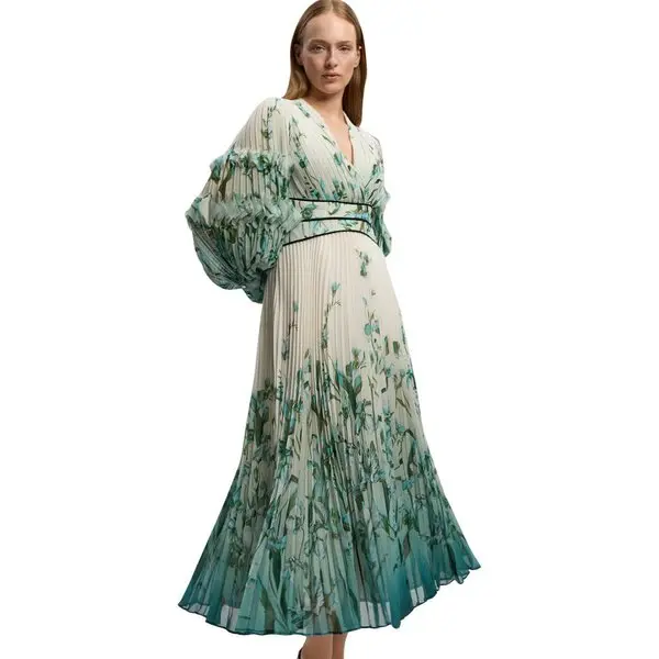 Karen Millen Plunge V-neck Fit Flare Maxi Dress - Floral