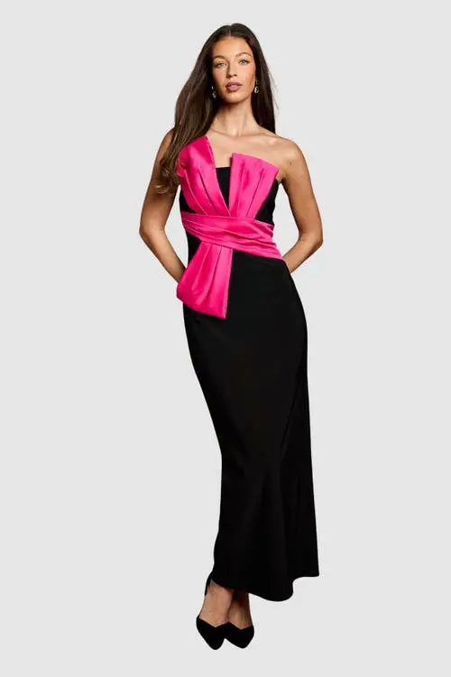 Coast Bandeau Maxi Dress With Bow Detail - Black