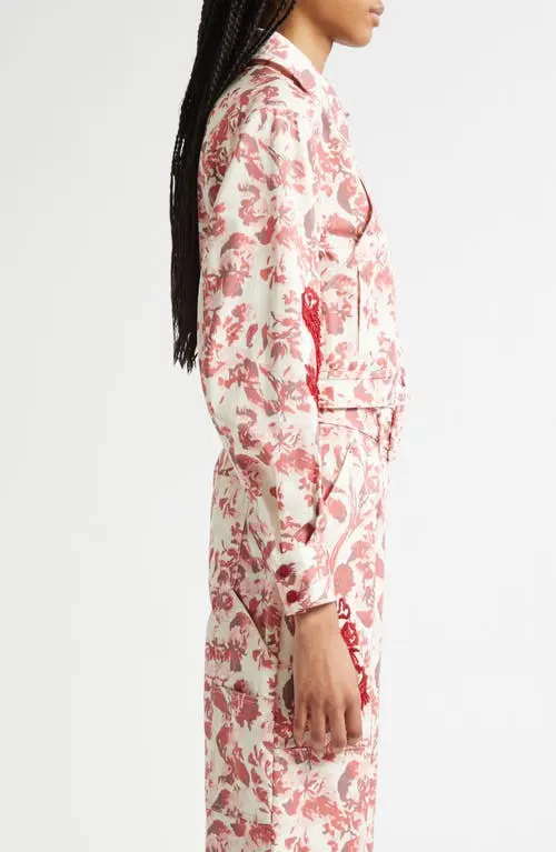 Cinq À Sept Floral Ribbons Embellished Stretch Cotton Jacket