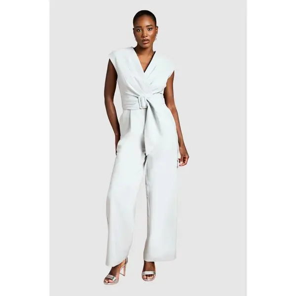 Coast Belted Wide-leg Jumpsuit - Sage