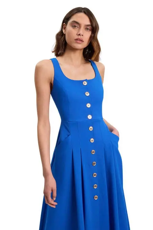 Karen Millen Square Neck Button-front Midi Dress