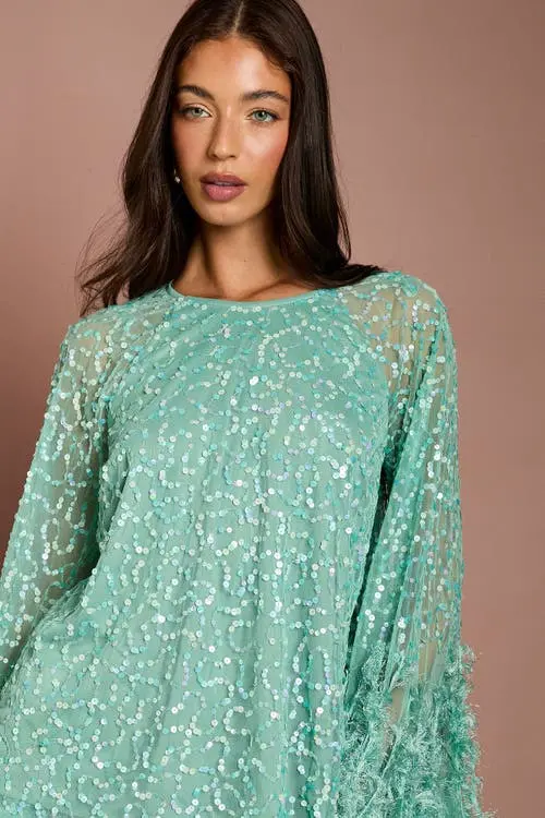 Coast Sequin Cape Blouse