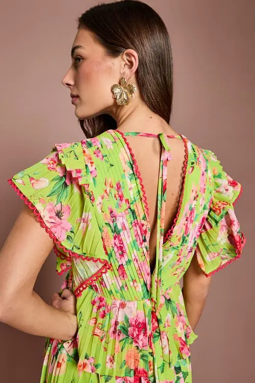 Coast Embroidered Floral Wrap Midi Dress