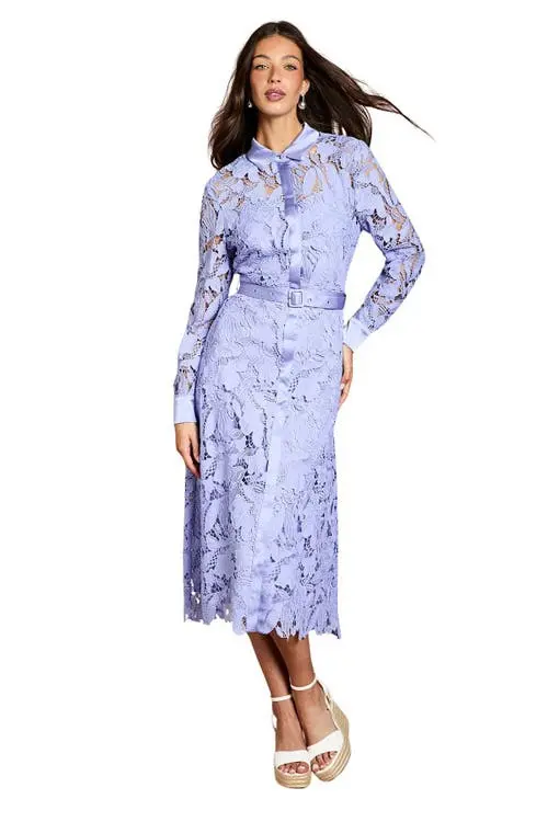 Coast Lace Shirt Long Sleeve Dress - Cornflower