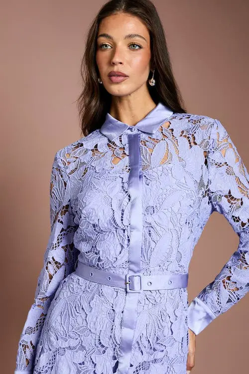 Coast Lace Shirt Dress - Cornflower