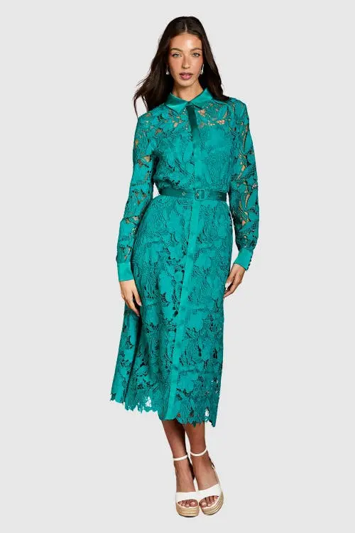Coast Lace Shirt Dress - Teal
