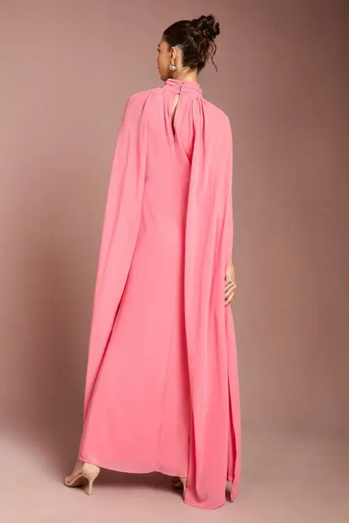Coast Floral Embellished Cape Maxi Dress