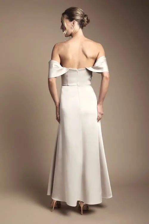 Coast Bandeau Maxi Dress With Asymmetric Drape - Champagne