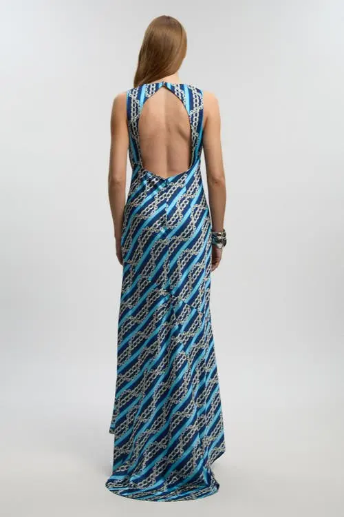 Karen Millen Chain Print Cowl Neck Maxi Dress